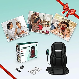 Snailax Vibration Back Massager with Heat, Seat Massager with 8 Vibrating Motors & 5 Modes, Chair Massager, Massage Cushion, Massage Chair Pad for Chair,Office, Gifts