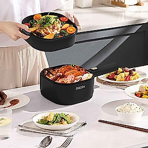 Dezin Hot Pot Electric with Steamer, 2L Non-Stick Ceramic Coating Electric Pot, Multifunction Cooker for Ramen, Soup & Oatmeal, Portable Hot Pot with Power Control for Dorm, Office, Travel (Silicone Spatula Included)
