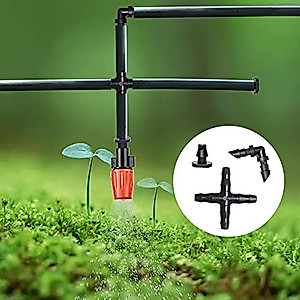 Irrigation Fittings Kit Drip Barbed Tubing Connectors for 1/4 Inch Tube, Flower Pot Garden Lawn 280 Pcs ( Elbows, End Plug, Straight Barbs, Tees, 4-Way Coupling (1/4" Irrigation Fittings Kit, Black)