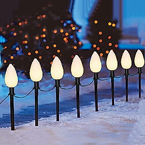 C9 Christmas LED Pinecone Pathway Stakes Lights, 2 Pack 7Ft Connectable String Lights with 8 Pinecone Driveway Markers Lights, Xmas Decorations Pathway Lights for Outdoor Garden Patio Walkway
