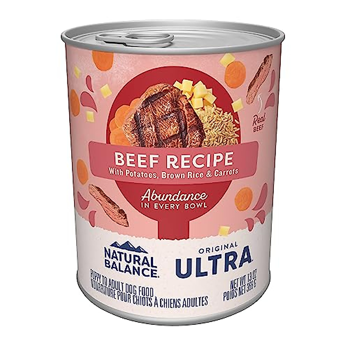 Natural Balance Ultra Premium Wet Dog Food, Beef Formula with Potatoes, Carrots & Brown Rice, 13 Ounce Can (Pack of 12)