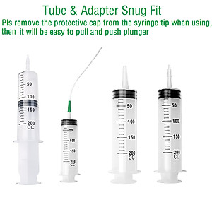 200ml Large Plastic Syringe with Tubing Tip Cap for Liquid Jello Shots Oral Lip Gloss Crafts Epoxy Feeder Pet Watering Party Enema Irrigator Measure Refill Oil Glue Applicator Dispenser without Needle