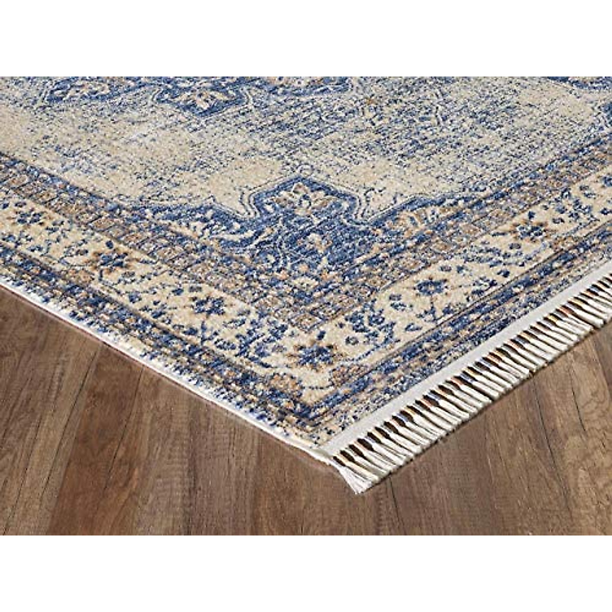 LUXE WEAVERS Otika 8693 Modern Oriental Premium Blue Area Rug 8x10, Geometric Fringe Rug