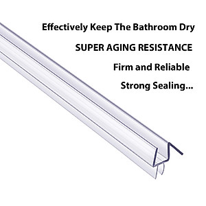 Butecare Premium Frameless Shower Door Bottom Seal Strip for Glass Doors - Shower Door Seal Sweep (1/2” x 39”, Clear Vinyl)