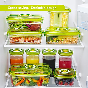 SNUGTOPIA Vacuum Seal Food Storage Containers - BPA Free Dishwasher, Freezer & Microwave Safe Lunch Box for Vegetables, Fruits, Meal Prep, Marinating Meat 2PCS
