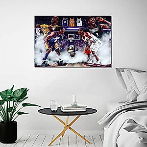 Allen Iverson Poster Canvas Wall Art Portrait Painting Basketball Posters for Bedroom Office Wall Decoration (16x24inch-No Frame,A)