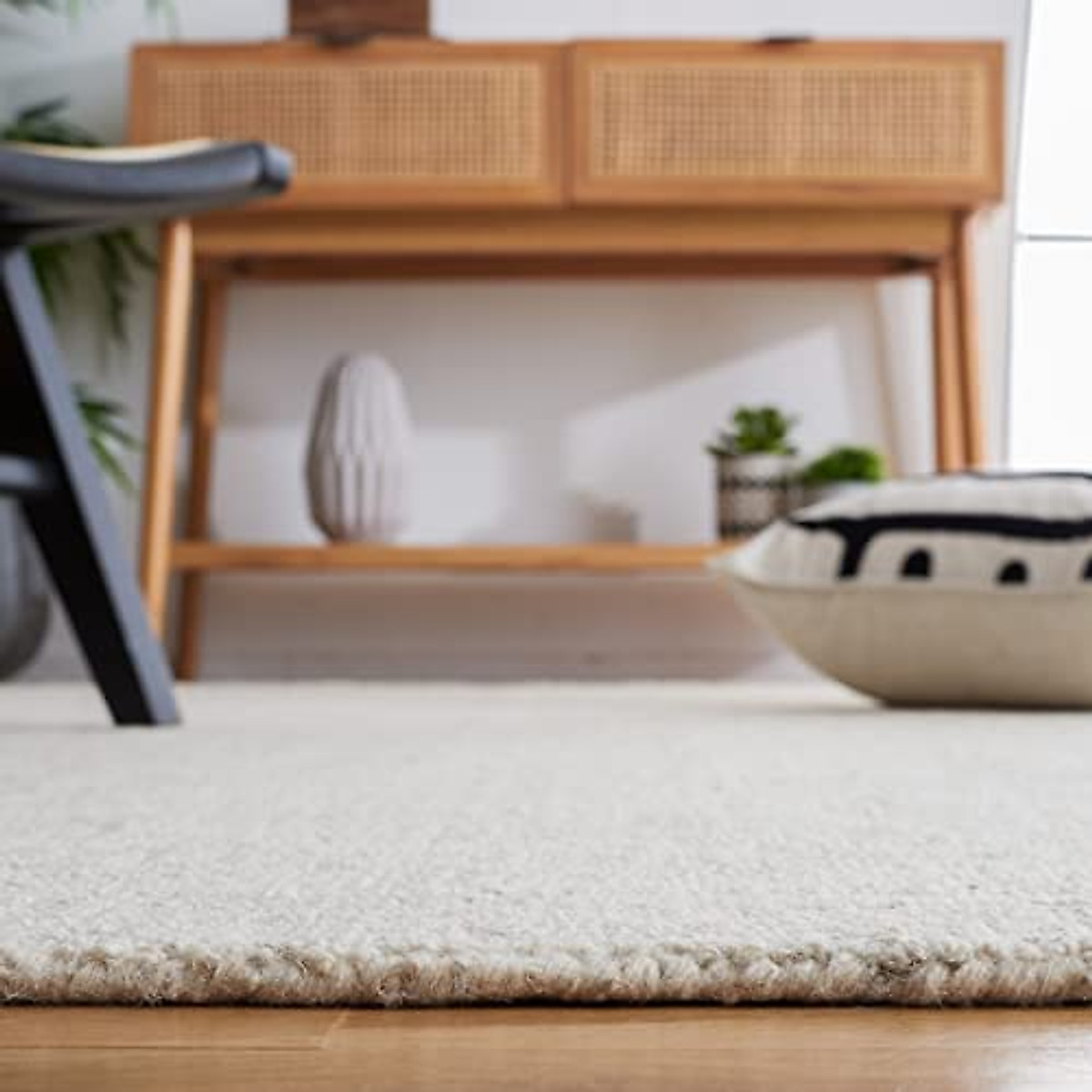 SAFAVIEH Micro-Loop Collection 9' x 12' Light Grey/Ivory MLP537F Handmade Premium Wool Area Rug