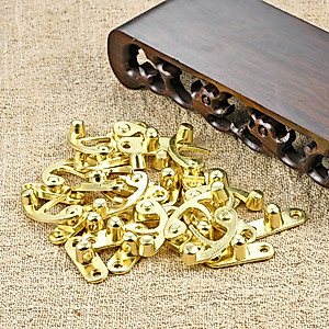 PGMJ 20 Pieces Jewelry Box Hardware Thickened Solid Antique Right Latch Hook Hasp Horn Lock Wood Jewelry Box Latch Hook Clasp and 80 Replacement Screws (Gold)