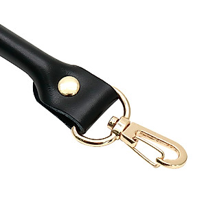 Semetall Black Purse Straps Replacement 2 Pack 40cm/15.7" Total Length PU Leather Handbag Handles Black Leather Purse Handles with Metal Button