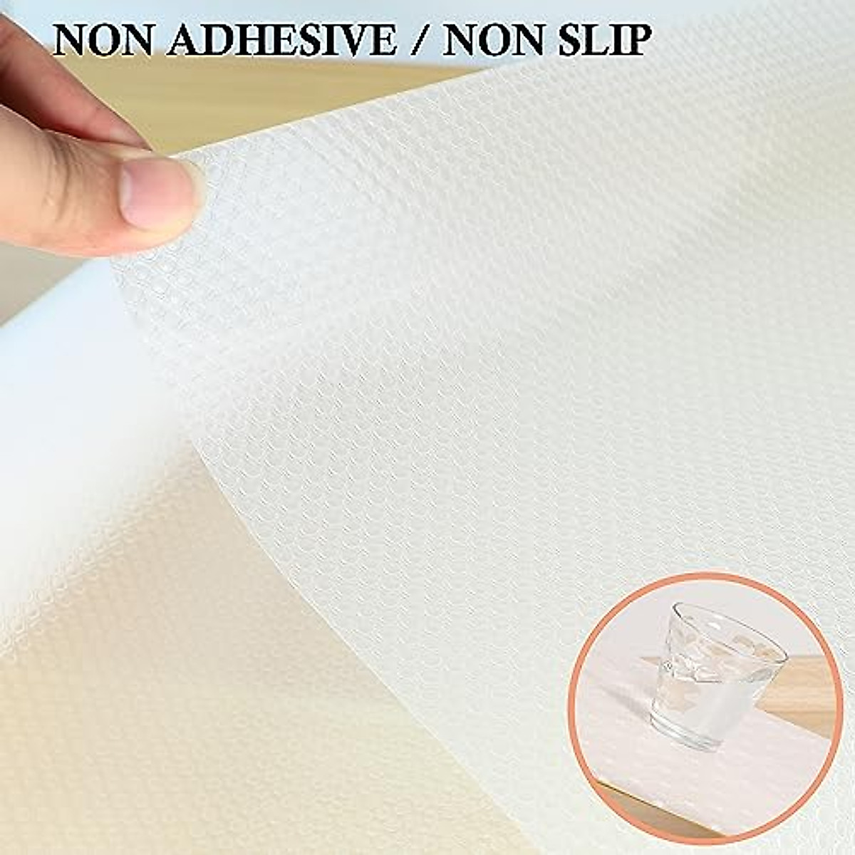 Shelf Drawer Liners for Kitchen Cabinets Non Adhesive 17.5 Inch Wide X 10 Ft Non Slip Waterproof Pantry Shelf Liner Cupboard Fridge Liners Mat Bathroom Drawer Protector Liner