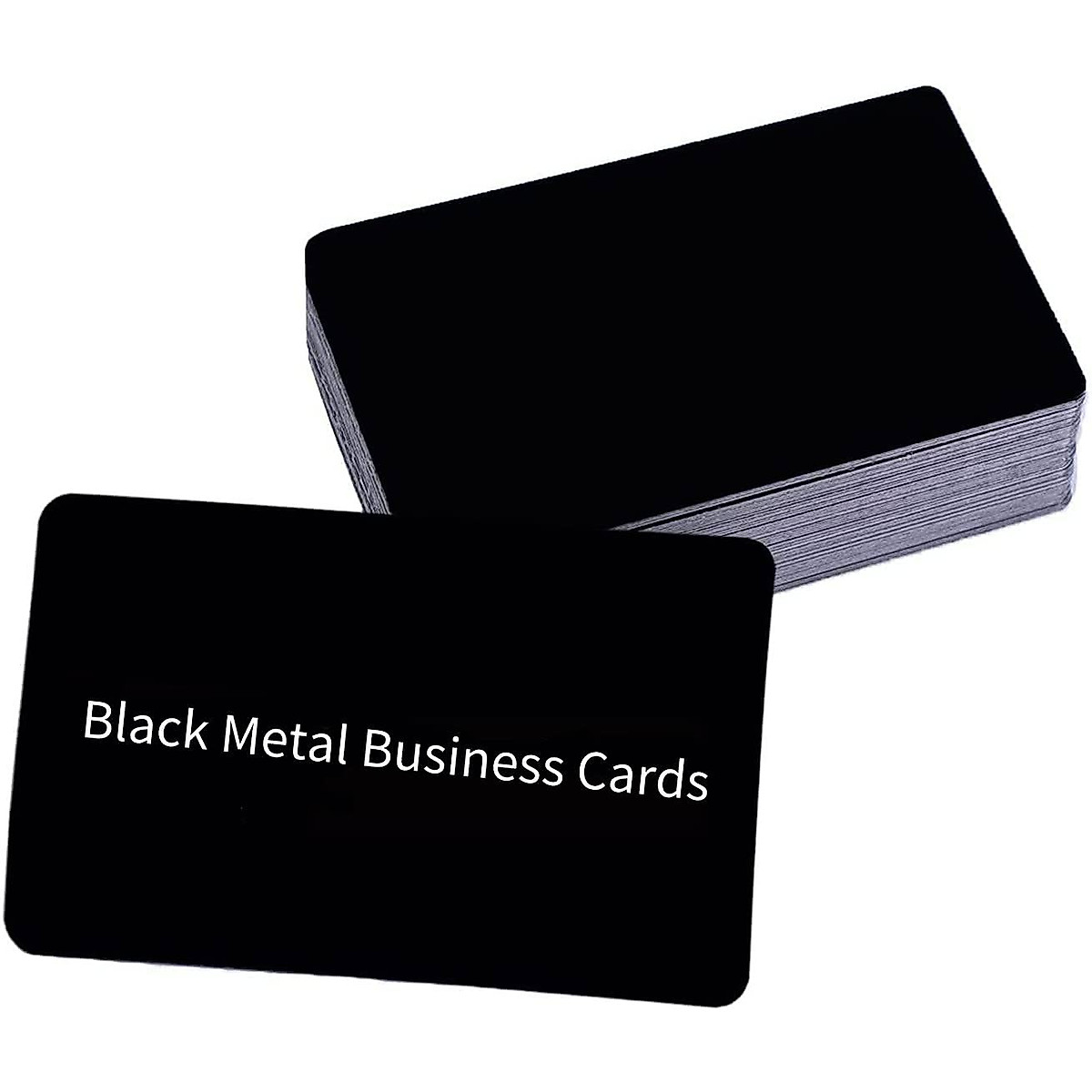 Kussiny, 100 Pack Black Metal Business Cards Blank Engraved Name Card Sublimation Aluminum