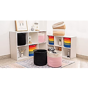 CubesLand Woven Baskets for Storage&Organizing,Round Cubes Baskets Bins for 13x13 Cube Organizer/Shelving,Rope Toy Storage Bins,Cloth Closet Organizing Basket Bin 3 Packs,12.6x12.6’’ Black