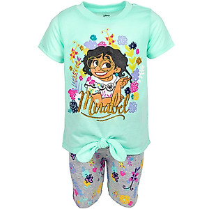 Disney Encanto Mirabel Little Girls Graphic T-Shirt and Bike Shorts Outfit Set Turquoise 7-8