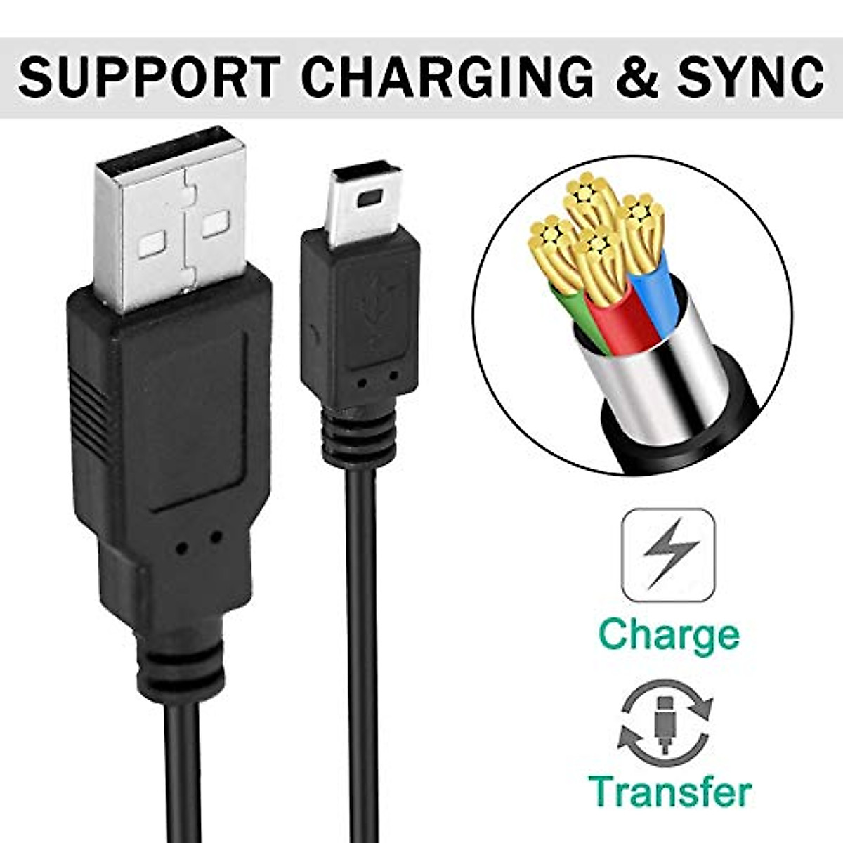 SAITECH IT 10 Pack USB 2.0 A to Mini 5 pin B Cable for External HDDS/Camera/Card Readers/ MP3 Player(150cm - 5Feet - 1.5M) -Black