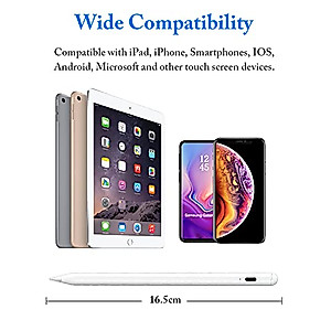 Active Stylus Pens for Touch Screens with Magnetic Design, Rechargeable Universal iPad Pencil, Fine Point Stylus Pen for iPad Pro/Air/Mini/iPhone/iOS/Android/Tablets Writing & Drawing-White