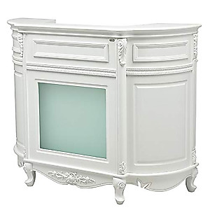 Reception Desk Receptionist Counter with LED Lighted Front Glass Panel REVIVAL
