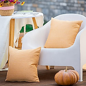 HPUK Outdoor Waterproof Throw Pillow Covers Pack of 2, 18x18 Inch Decorative Garden Cushion Covers for Patio Tent Balcony Bench Tent Couch Sofa, Solid Accent Pillow Covers, Yellow