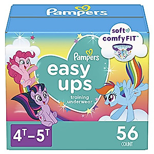 Pampers Easy Ups Training Underwear Girls, 4T-5T Size 6 Diapers, 56 Count (Packaging & Prints May Vary)