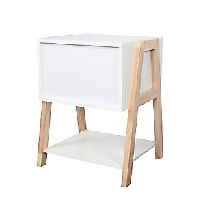 TaoHFE White Nightstands Bedroom Set of 2 with Drawer Storage Shelves,Night Stands Side Tables for Living Room/Bedroom/Office,White