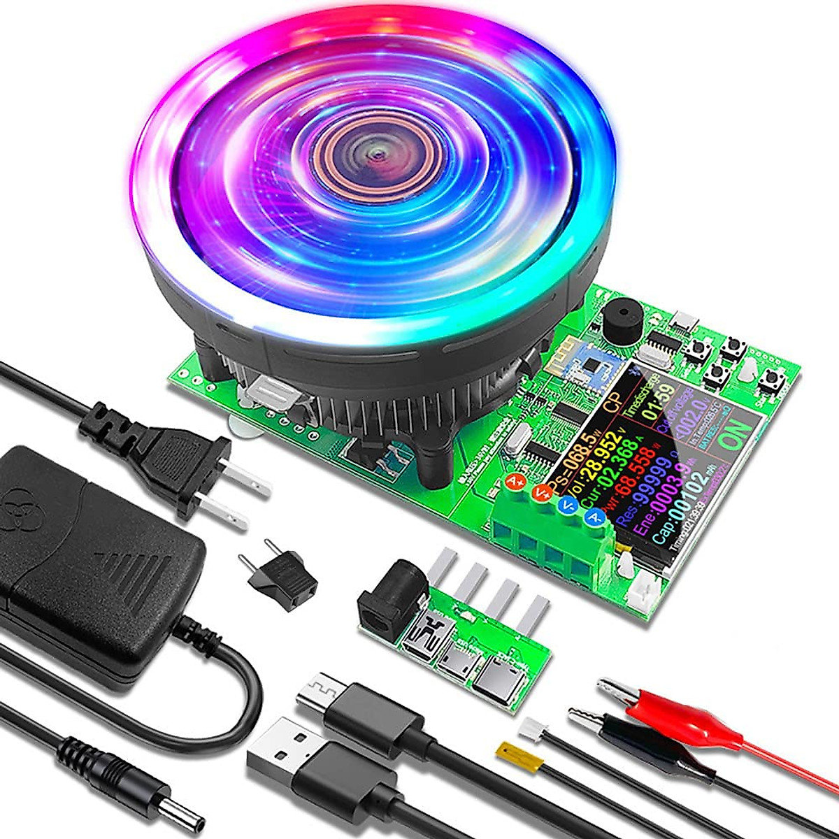 180W Electronic Load Tester 2.4 inch DC Tester APP Electronic Adjustment Constant Load Lithium 4-Wire Battery Capacity Monitor Discharge Charge Power Meter Supply Checker