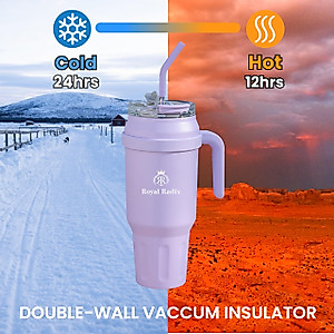 Royal Radix 50 oz Tumbler with Handle, 2 in1 Straw and Lid, Stainless Steel,Traveling Mug, maintain Cold for 24 Hours Hot 12H, Leakproof and Dishwasher Safe