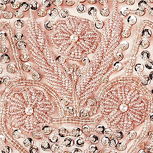 Noble Beaded Sequin Flower Evening Purse Large Clutch Bag Handbag for Women (Champagne)