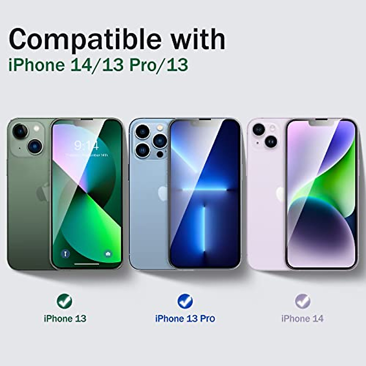 SmartDevil 3 Pack Screen Protector for iPhone 14/iPhone 13 / iPhone 13 Pro(6.1 Inch), [Easy Installation Frame][Double Military Grade Shatterproof] HD Bubble Free 9H Tempered Glass-Case Friendly