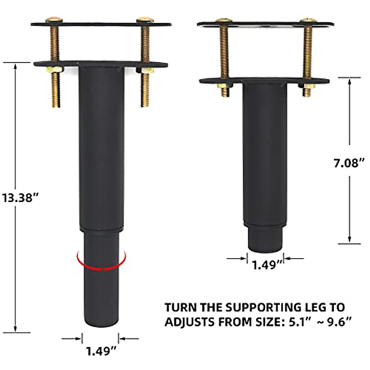 2Pcs Adjustable Height Center Support Leg for Bed Frame, Bed Center Slat Heavy Support Leg, Extra Durable Steel Furniture Foot | Suitable for Bed Frame Sofa Furniture Cabine Foot Legs (7.08"-13.3")