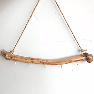 Gralara Wooden Hook Wall Mounted Driftwood Hook with Hooks Branch Hanger Rack for Small Item Key