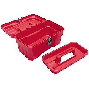 Akro-Mils 09514 ProBox 14-Inch Plastic Toolbox for Tools, Hobby or Craft Storage Toolbox with Removable Tray, 14-Inch x 8-Inch x 8-Inch, Red