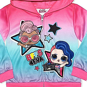 L.O.L. Surprise! Girls’ Lil Cheeky Babe and Lil D.J Zip Up Hoodie for Little and Big Kids – Pink/Blue