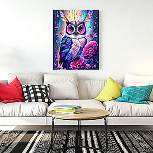 KEUASDV Diamond Painting Kits for Adults, Owl 5D DIY Diamond Art Kits Full Drill Diamond Dots for Gift Wall Decor and Relaxation Gem Arts 12x16 inch