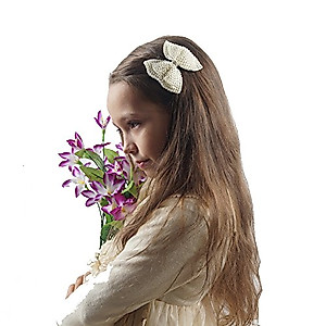 2 Pack 3.5inch White Rhinestone Hair Bows for Girls Cute Pearls Hair Bow with Alligator Hair Clips Beads Hairgrip for Kids Toddlers Teens Children