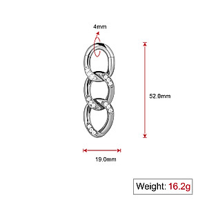 PUNKYOUTH 1 Pair Chain Diamond Ear Hangers 6g Ear Weights For Stretched Ears 4mm Ear Gauges Elegant Dangle Plug Earrings For Women Brass Piercings