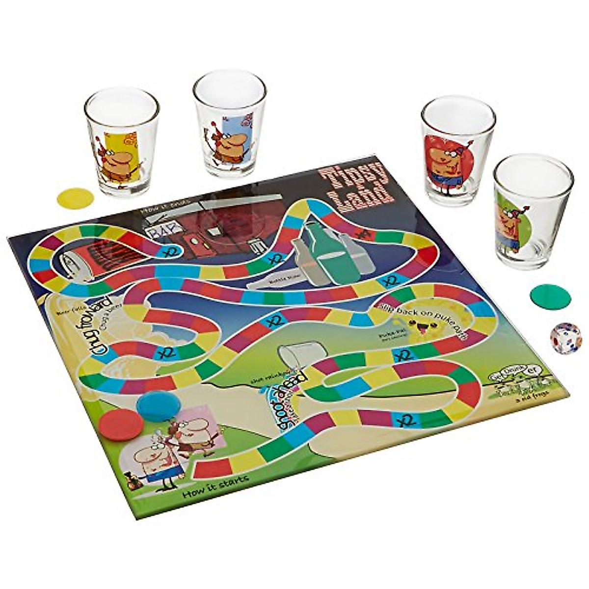 Game Night Tipsyland Drinking Shot Glass Board Set