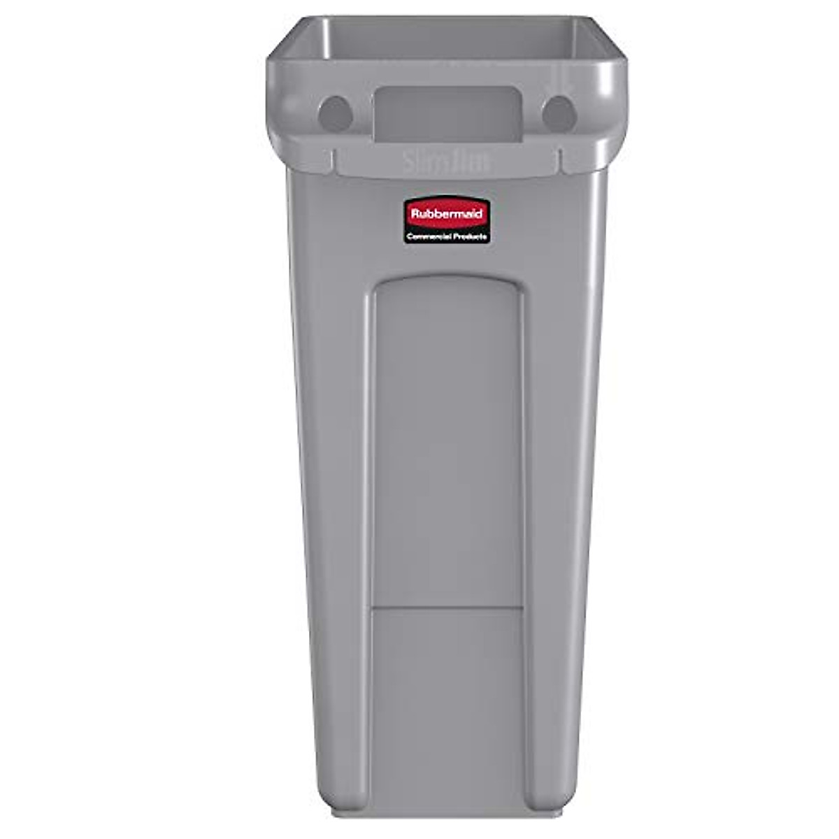 Rubbermaid Commercial Products SLIM JIM Plastic Rectangular Trash/Garbage Can/Bin with Venting Channels, 16 GAL, Gray, for Kitchens/Classrooms/Offices/Back of House
