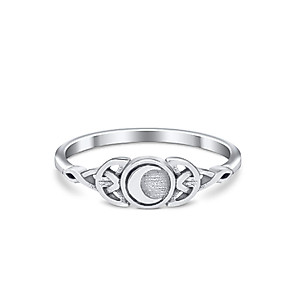 Blue Apple Co. Sterling Silver Size-7 Petite Dainty Celtic Crescent Moon Thumb Ring Band Solid Round 925 Sterling Silver