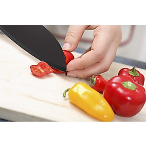 elabo 5 Piece Black Kitchen Knife Set with Stand - Stainless Steel Non-Stick Coating Knives, Rose Gold Handle