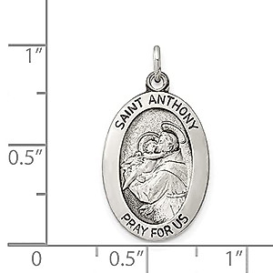 Diamond2Deal 925 Sterling Silver Antiqued Saint Anthony Medal Pendant Fine Jewelry for Women (L- 25 mm, W- 15 mm)