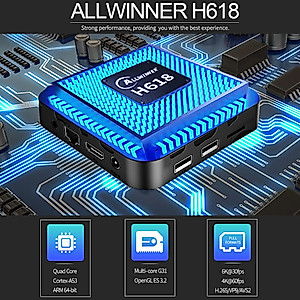 Sidiwen TV Box, Android 12.0 TV Box 4GB RAM 64GB ROM, H618 Quad Core Android Box with 2.4G/5.0GHz Dual WiFi Support 100M Ethernet 3D/Ultra HD 6K Smart TV Box