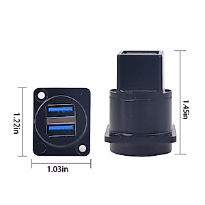 QIANRENON USB 3.0 Socket Dual USB Panel Mount Solderless Connector, USB 3.0 Female to Female Coupler Socket USB Panel Mount Pass Through Adapte for Audio, Video and Optoelectronic Networker