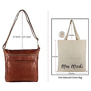 Mou Meraki Genuine Leather Large Crossbody Purse and Handbags - Crossover Bag Over the Shoulder Women (SMALL LIGHT YELLOW)