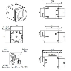 HTENG VISHI High Speed USB3.0 Color 2.3MP 2/3" Industrial Camera Machine Vision Global Shutter C-Mouth OpenCV Python SDK Area Scan Camera 1920x1200 165FPS