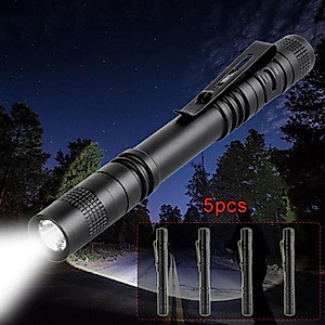 Tileon Pen Flashlight,5PCS Led Pen Light Flashlights with Clip,500 Lumen Mini Pocket Medical Penlight Inspection Flashlight