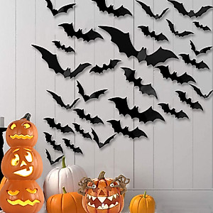 Halloween Bats 4 Size Bats Wall Decor Halloween Decorations Indoor,122 Pcs 3D Bat,Spooky Hallowen Decorations for Bedroom Home Porch Window,Halloween Party Decorations