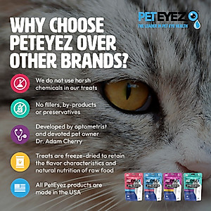 PetEyez Vitamin Treats for Cats - Tear Stain Remover - Eye Health Support - Reduces Itching & Allergies - Chicken Flavor - 1oz