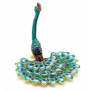 JWT Astyle Luxury Peacock Ring Holder Dish Jewelry Tray.Turquoise Peacock Decor Gifts Animal Figurines Trinkets Earring Necklace Storage Organizer
