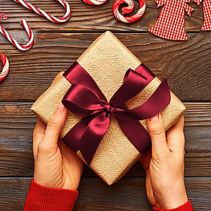 Red Ribbon for Gift Wrapping 1 Inch 25 Yds Satin Ribbon for Hair Wine Ribbon Ribbon Burgundy Ribbon for Teacher Ribbon for Crafts Wedding Decor Flower Bouquet Burgundy Ribbon Hair Bows Sewing