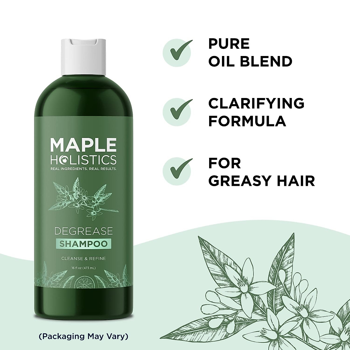 Oily Hair and Scalp Shampoo and Conditioner by Degrease - Oil-Control Haircare for Men and Women, Sulfate, Silicone and Paraben-Free with Pure Essential Oils, 16oz Each