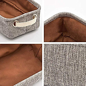 EZOWare 6pc Small Storage Bins Baskets + Set of 3 Large Canvas Fabric Tweed Storage Organizer Cube for Nursery Kids Toddlers Home and Office